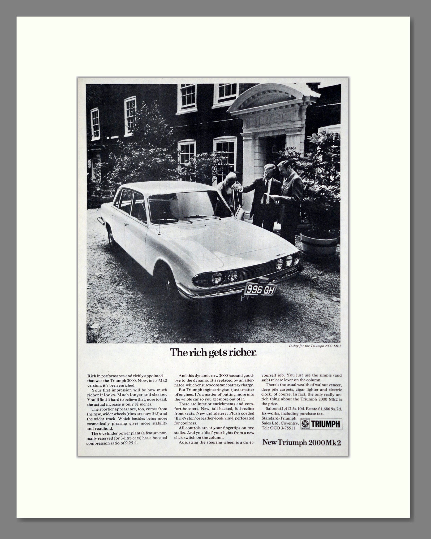 Triumph - 2000 MK2. Vintage Advert 1969 (ref AD61291) – The Nostalgia Shop