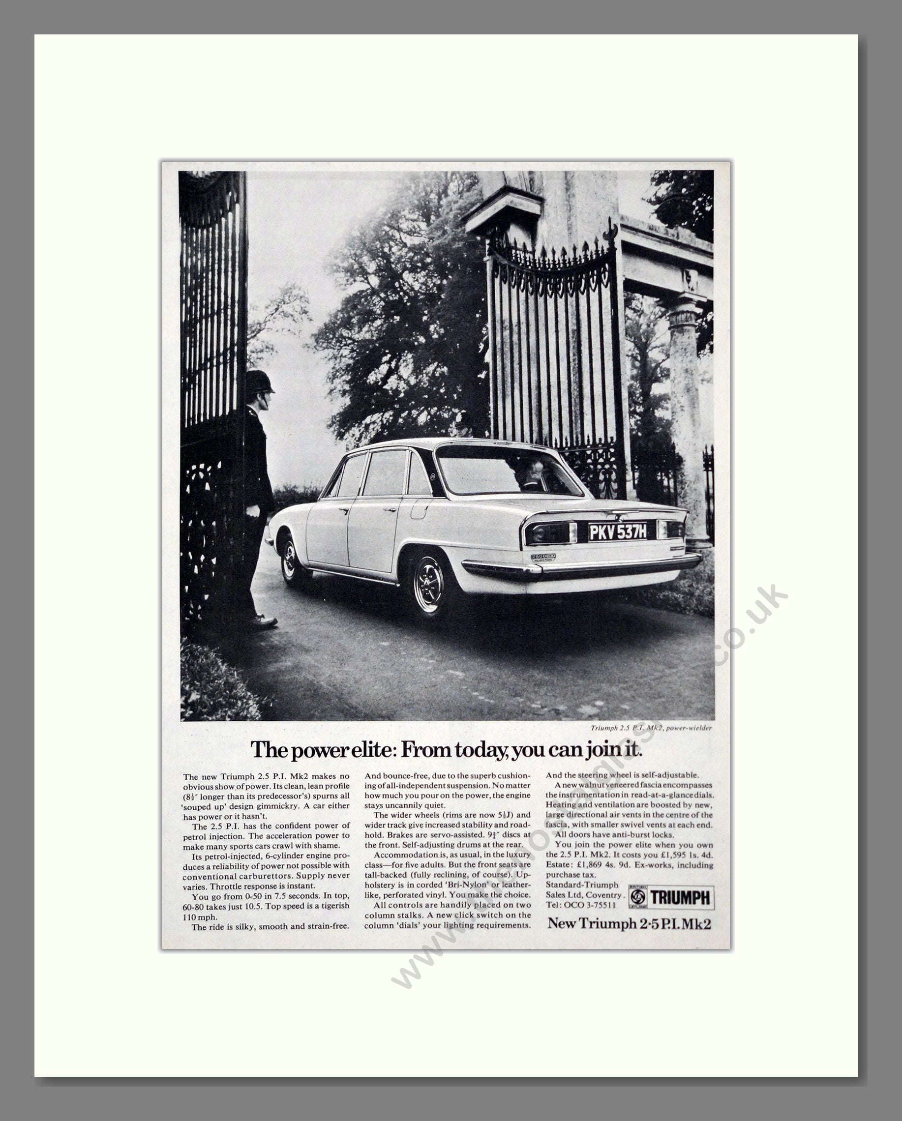 Triumph - 2.5 PI Mk2. Vintage Advert 1969 (ref AD61294) – The Nostalgia ...