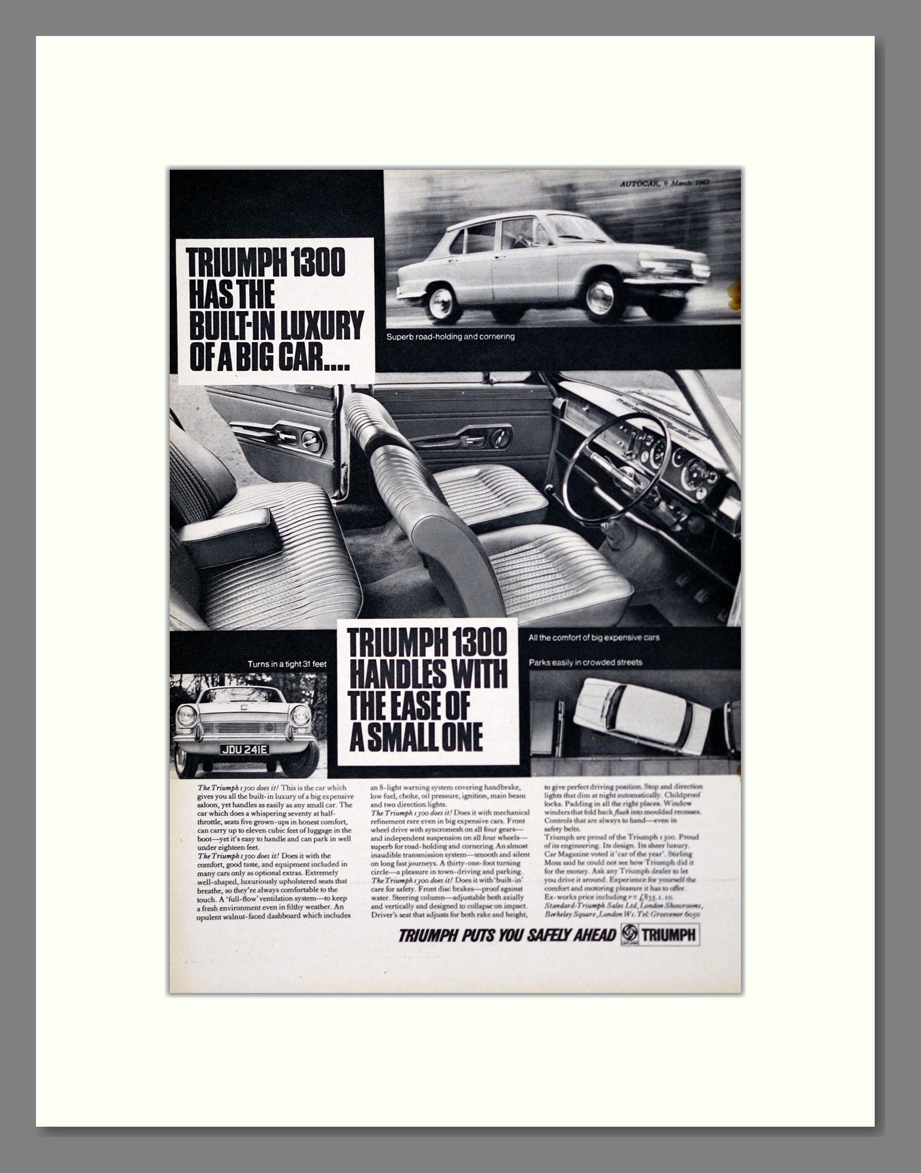 Triumph - 1300. Vintage Advert 1967 (ref AD61354) – The Nostalgia Shop