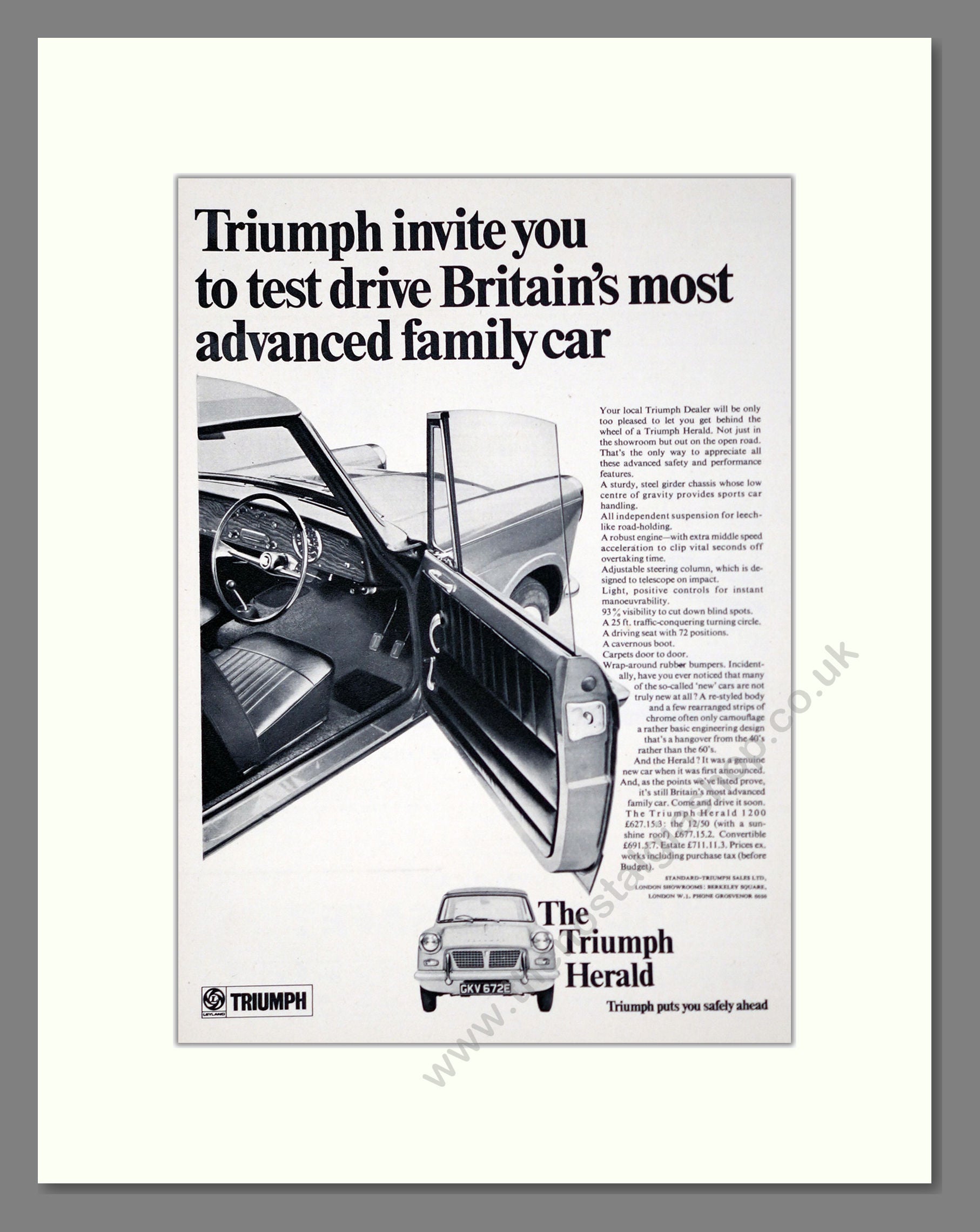 Triumph - Herald. Vintage Advert 1967 (ref AD61382) – The Nostalgia Shop