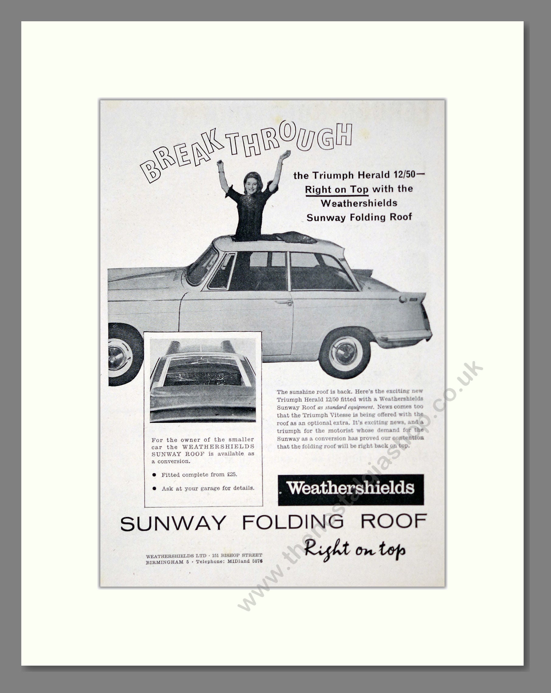 Triumph - Herald Sunway Roof. Vintage Advert 1963 (ref AD61399) – The ...