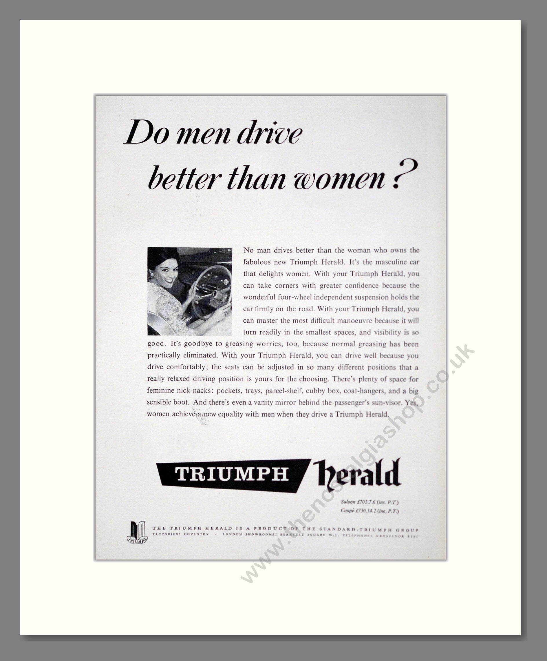 Triumph - Herald. Vintage Advert 1962 (ref AD61403) – The Nostalgia Shop