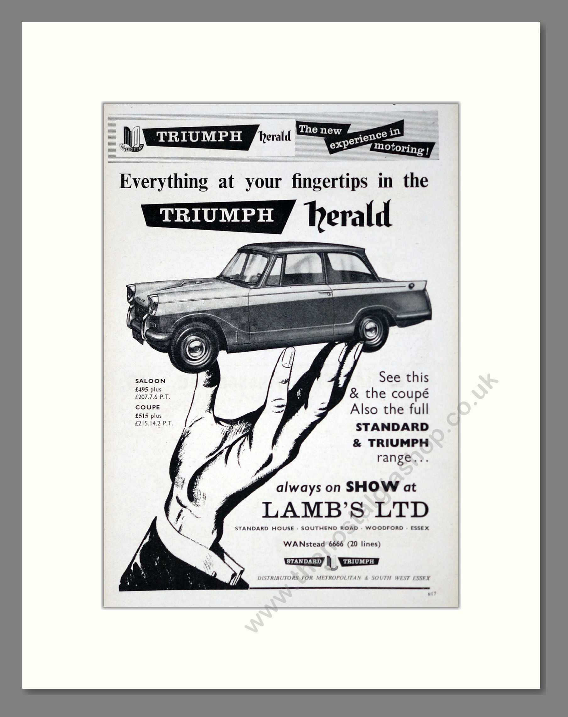 Triumph - Herald. Vintage Advert 1959 (ref AD61404) – The Nostalgia Shop