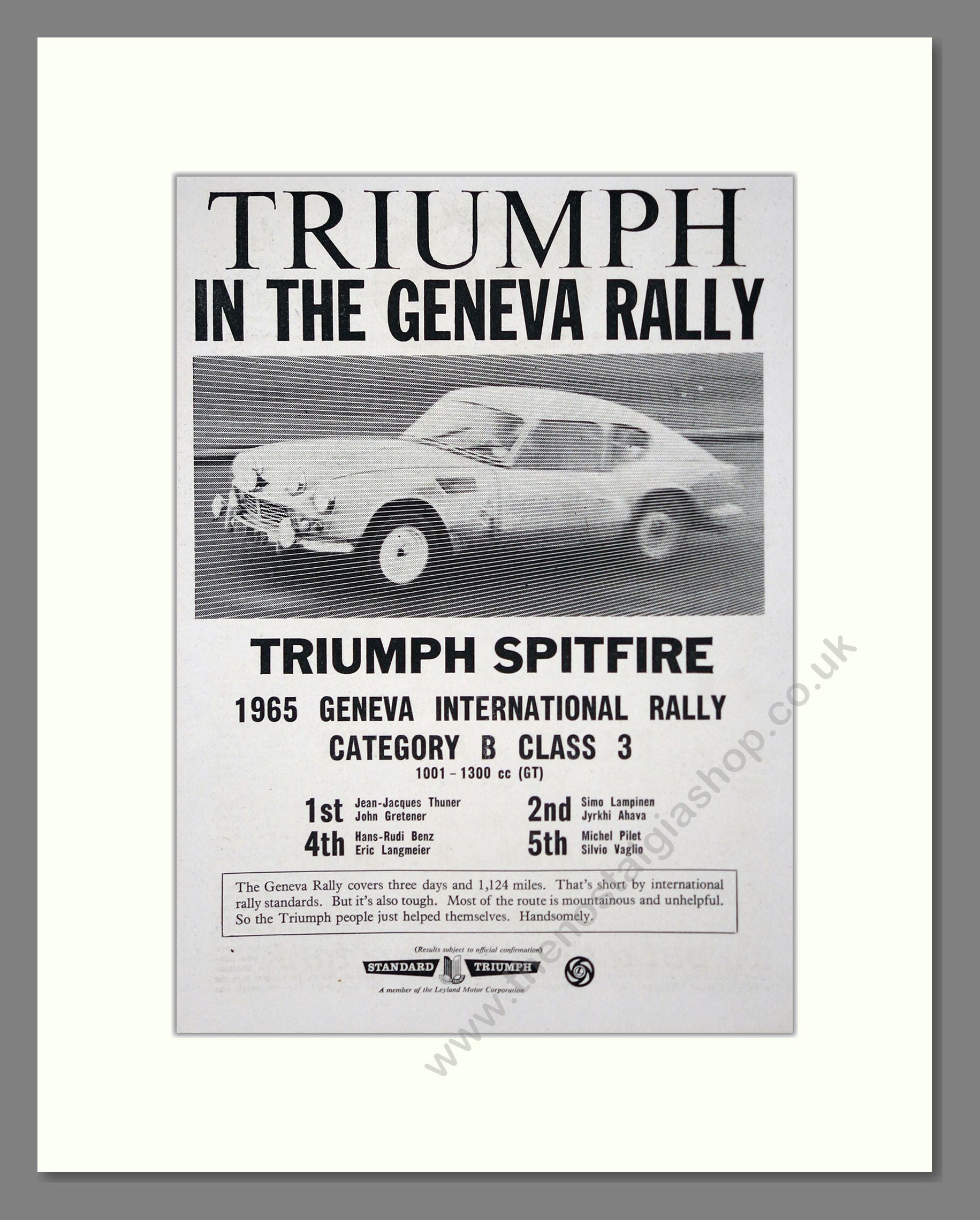 Triumph - Spitfire. Vintage Advert 1964 (ref AD61478) – The Nostalgia Shop