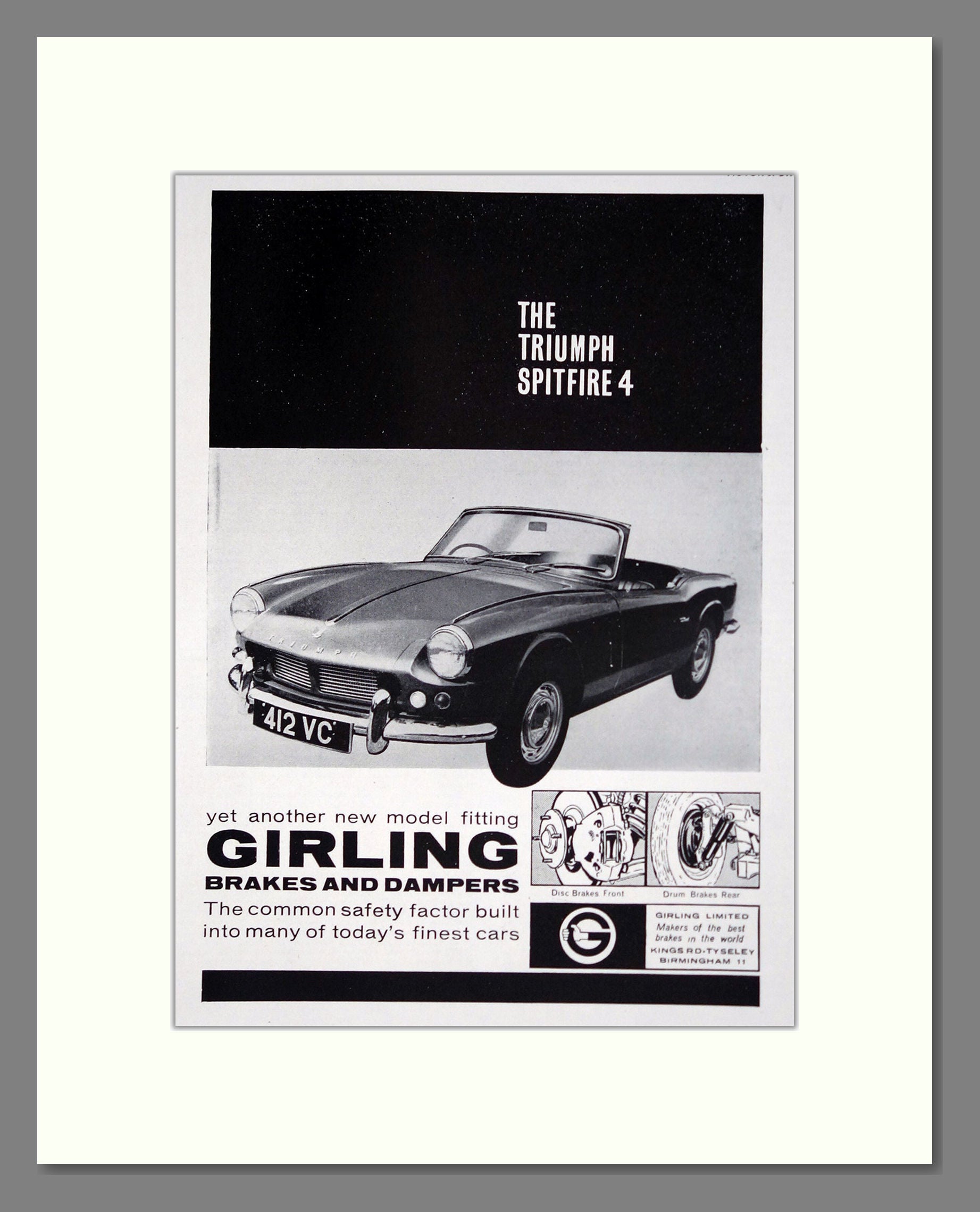 Triumph - Spitfire 4. Vintage Advert 1963 (ref AD61501) – The Nostalgia ...