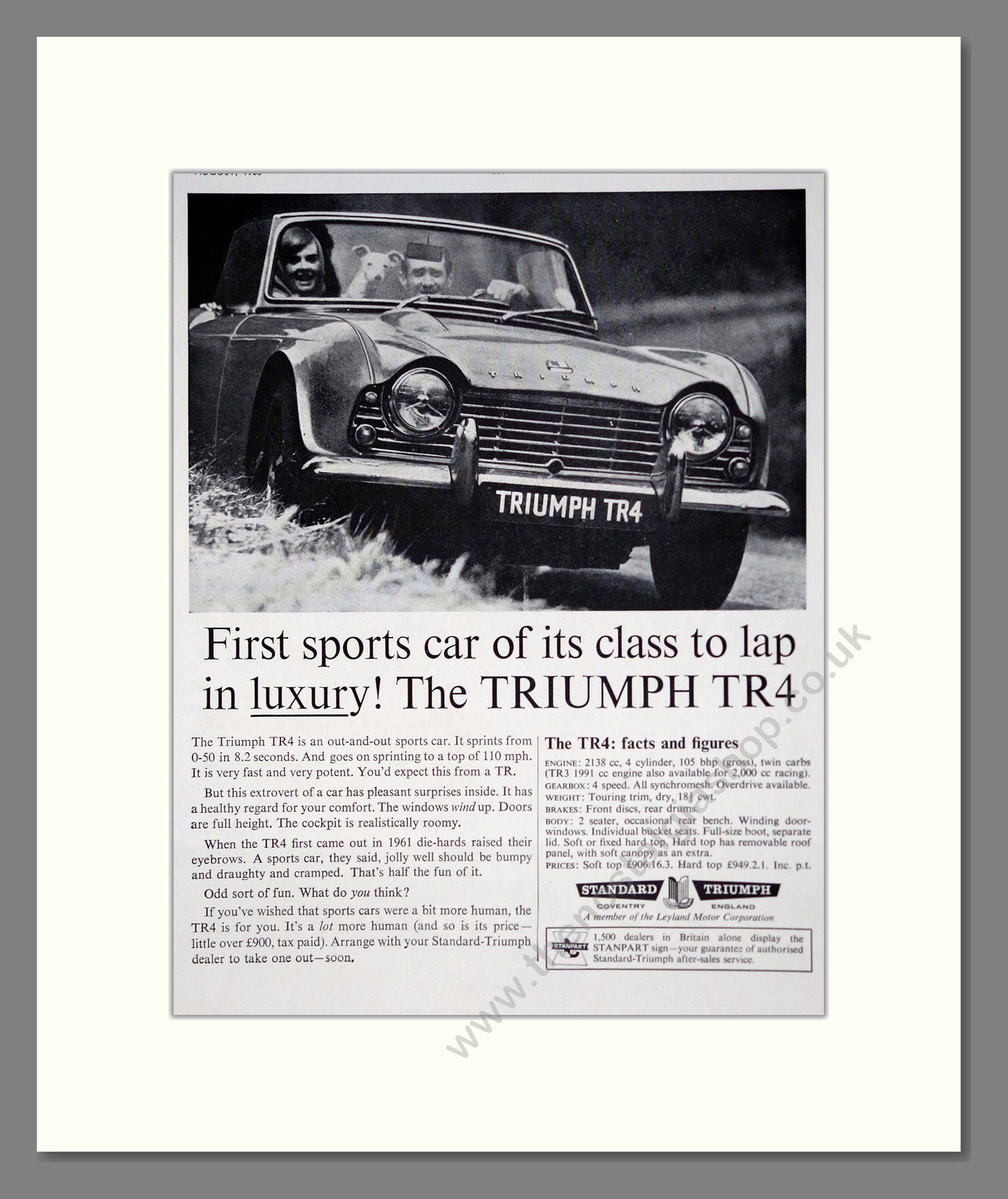 Triumph - TR4. Vintage Advert 1963 (ref AD61504) – The Nostalgia Shop
