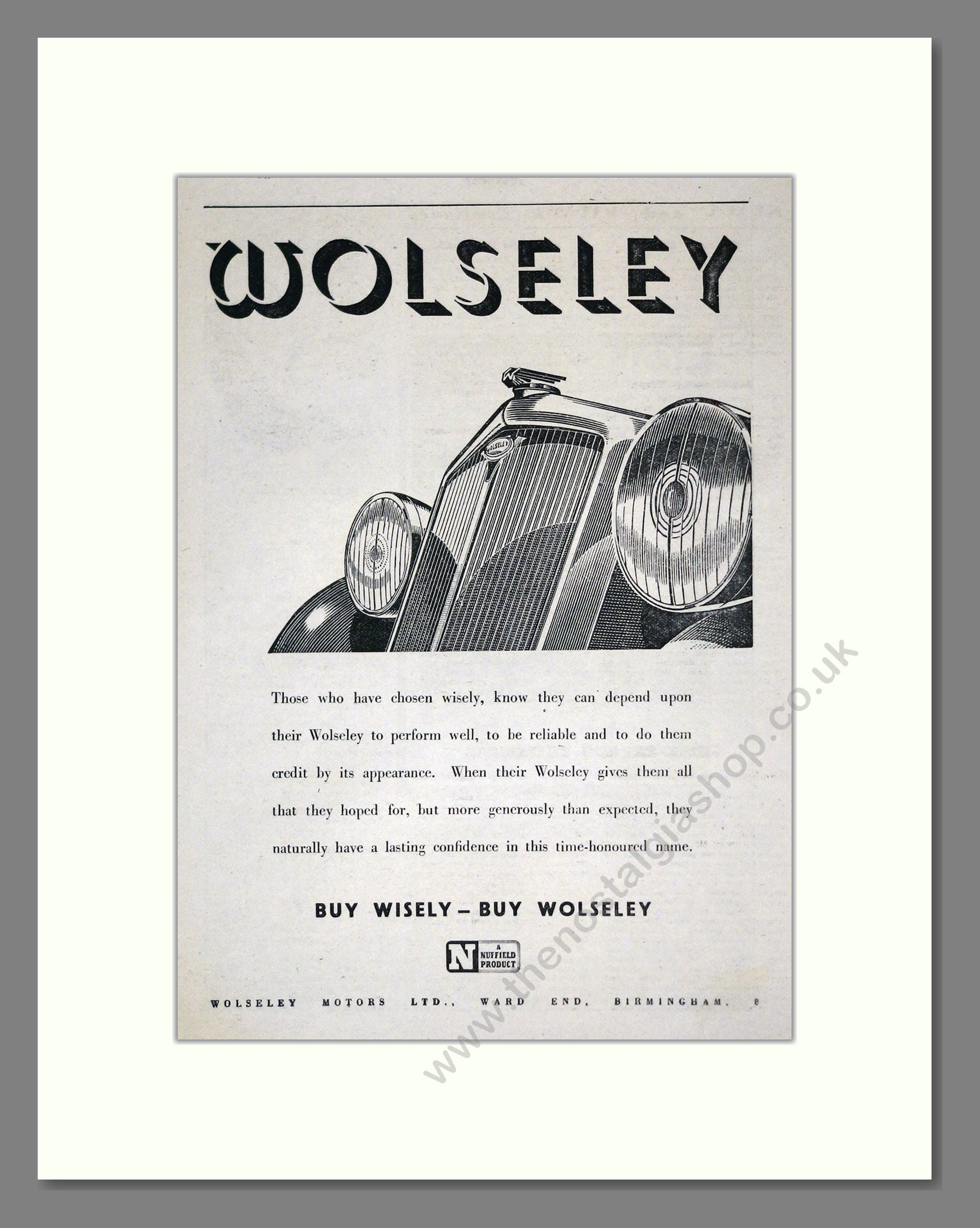 Wolseley - Buy Wisely. Vintage Advert 1947 (ref AD61553) – The ...