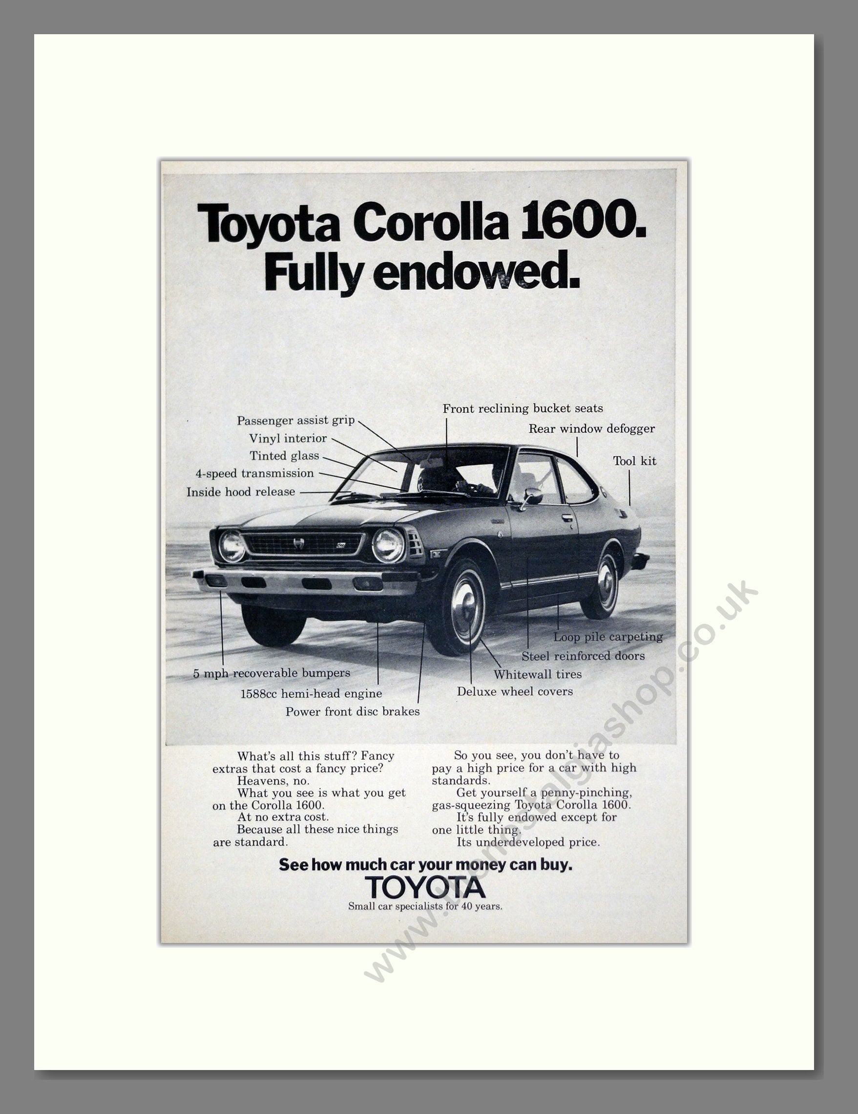 Toyota - Corolla 1600. Vintage Advert 1974 (ref AD61729) – The ...
