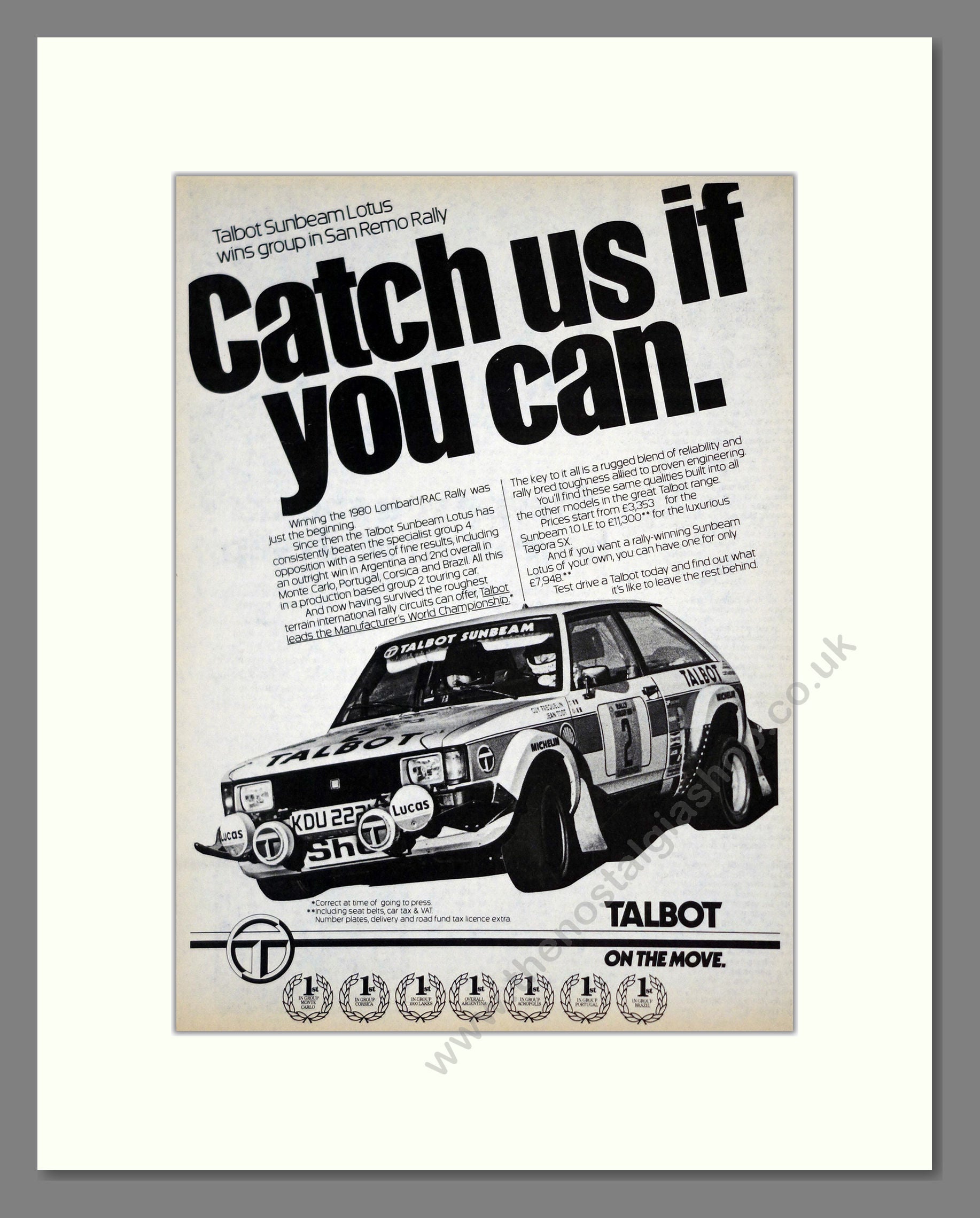 Talbot - Rally. Vintage Advert 1981 (ref AD61799) – The Nostalgia Shop