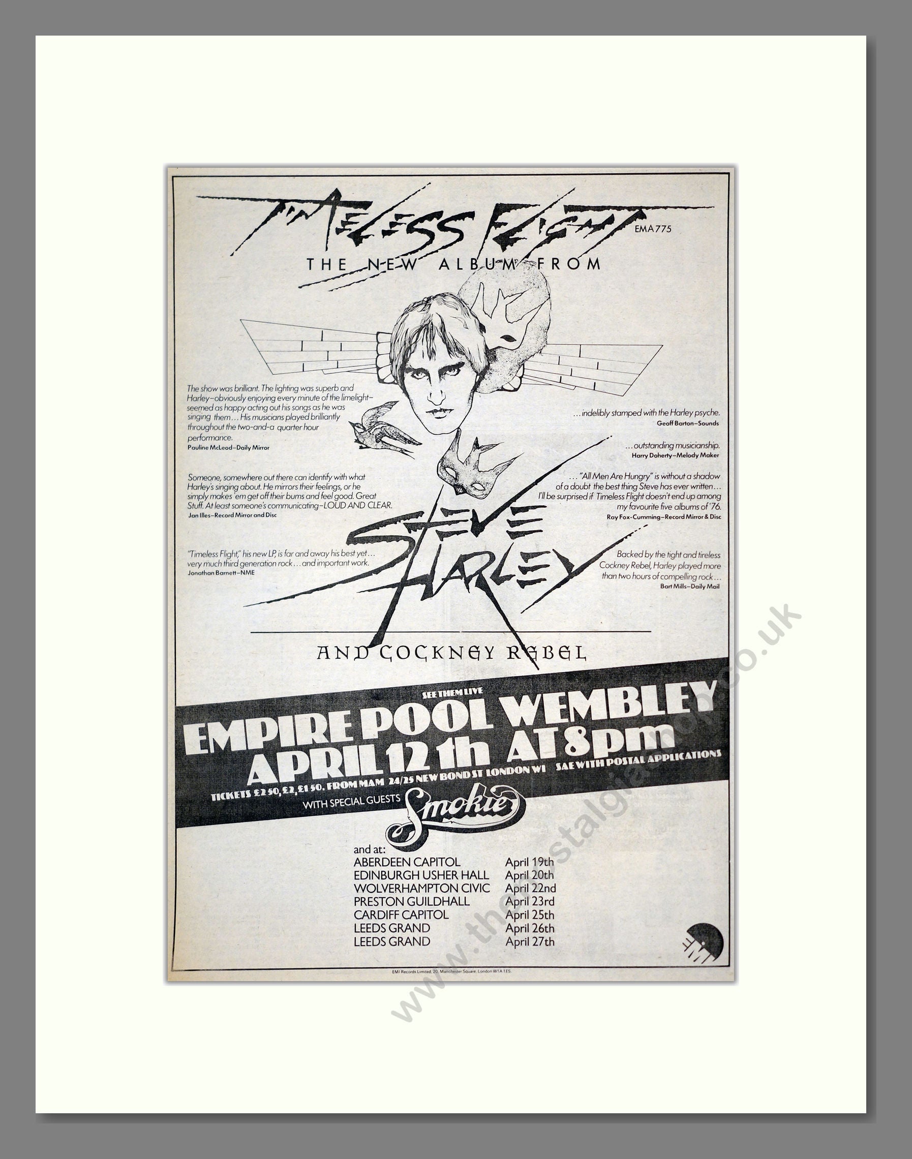 Steve Harley Cockney Rebel - Timeless Flight. Vintage Advert 1976 (ref ...