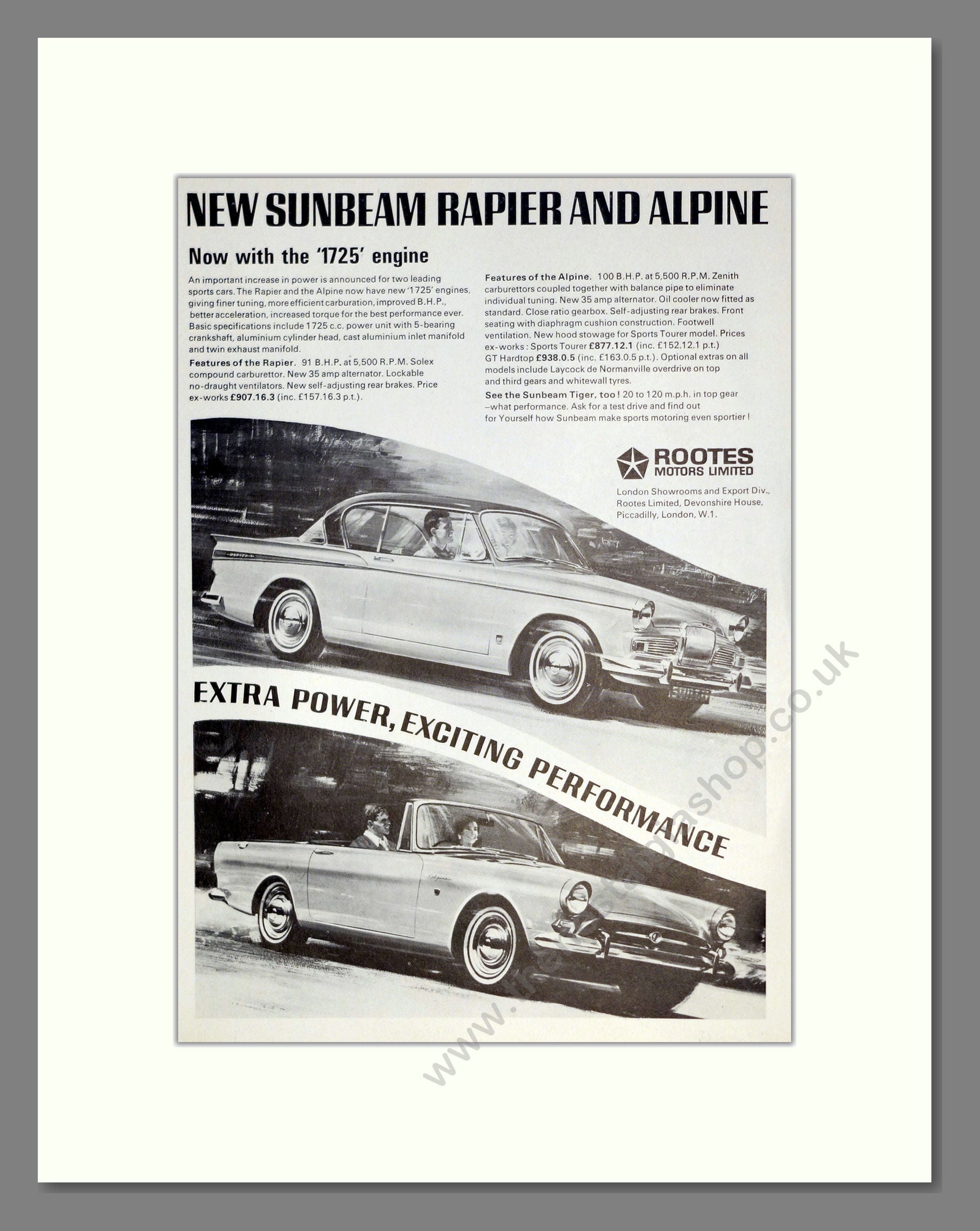 Sunbeam - Rapier And Alpine. Vintage Advert 1965 (ref AD61843) – The ...