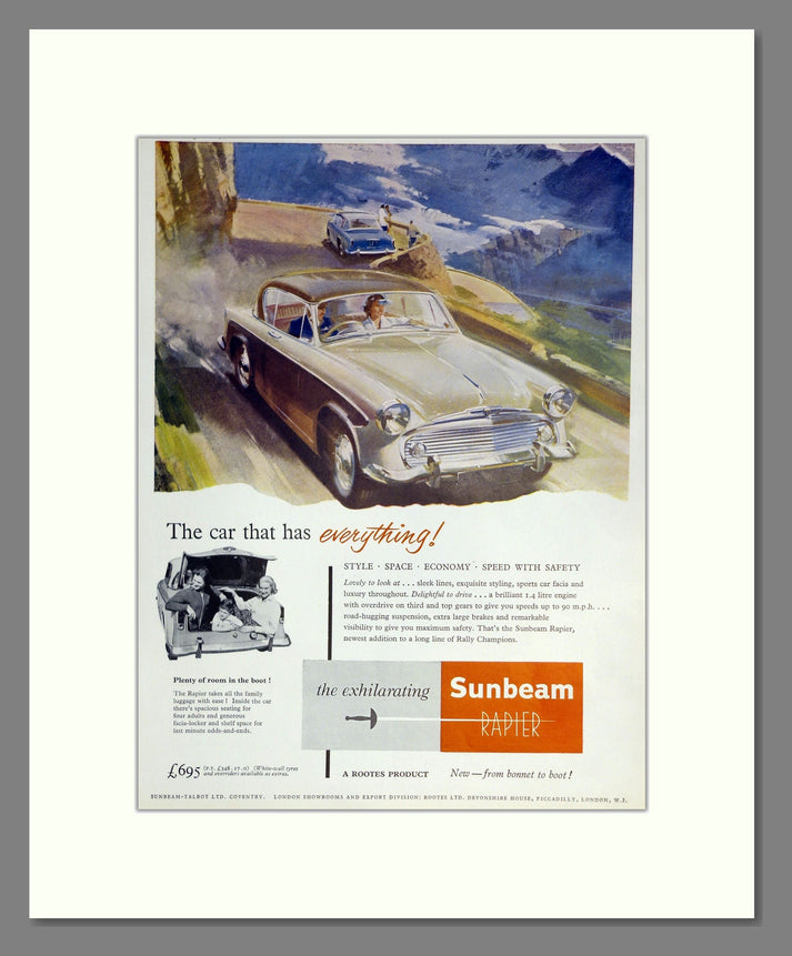 Sunbeam - Rapier. Vintage Advert 1956 (ref AD61851) – The Nostalgia Shop