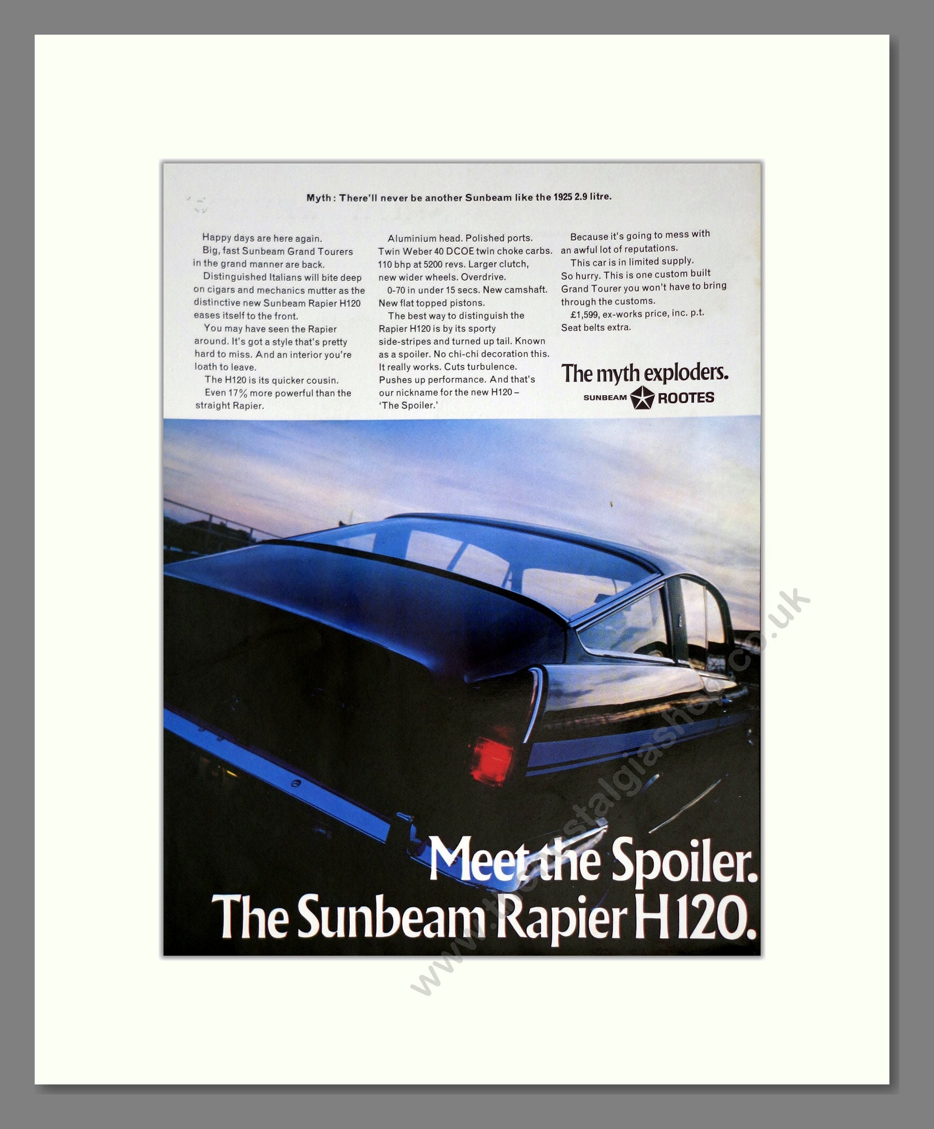 Sunbeam - Rapier. Vintage Advert 1968 (ref AD61876) – The Nostalgia Shop