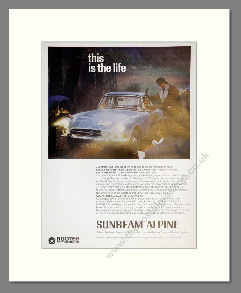 Sunbeam - Alpine. Vintage Advert 1966 (ref AD61900) – The Nostalgia Shop