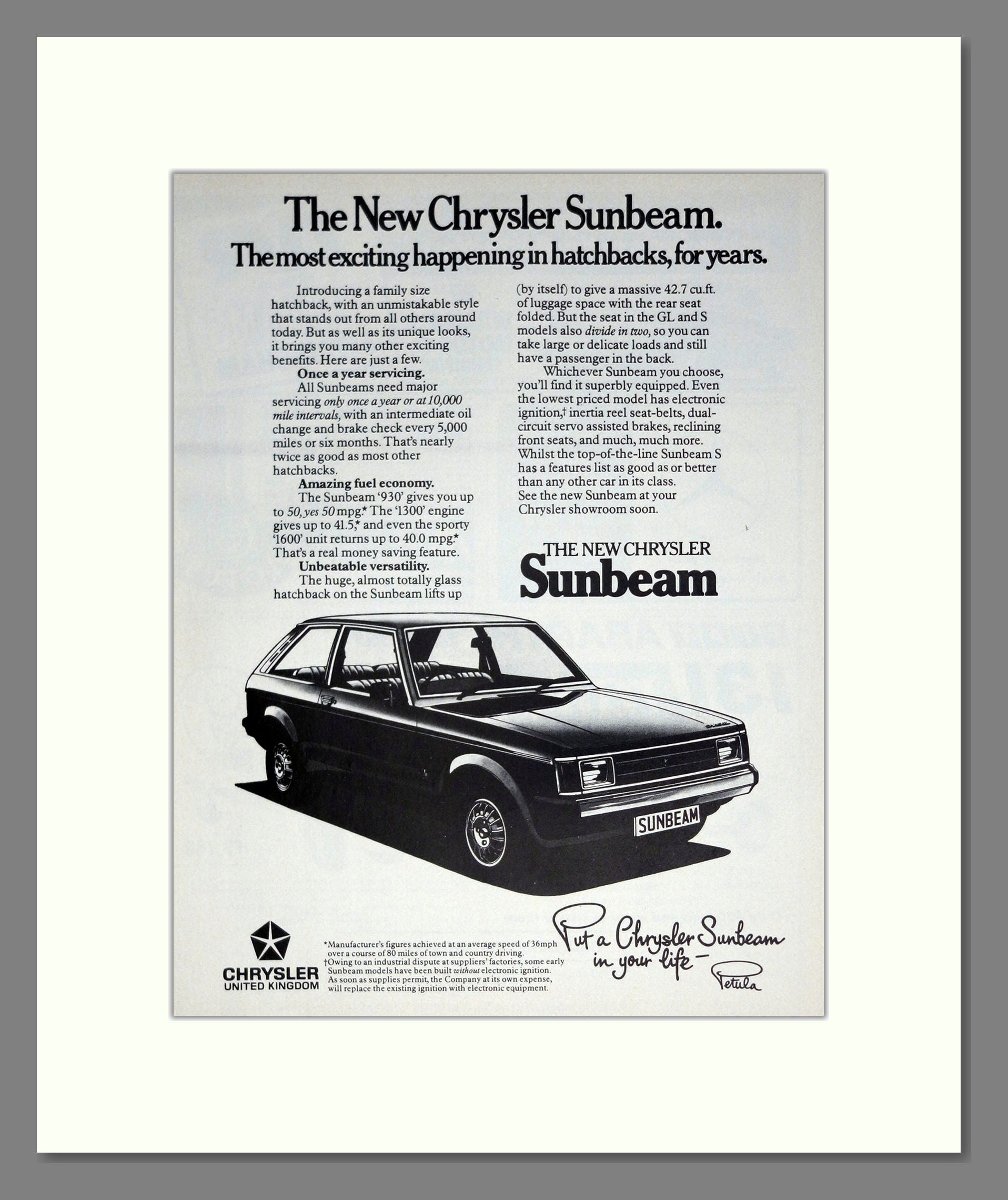 Chrysler - Sunbeam. Vintage Advert 1978 (ref AD61949) – The Nostalgia Shop