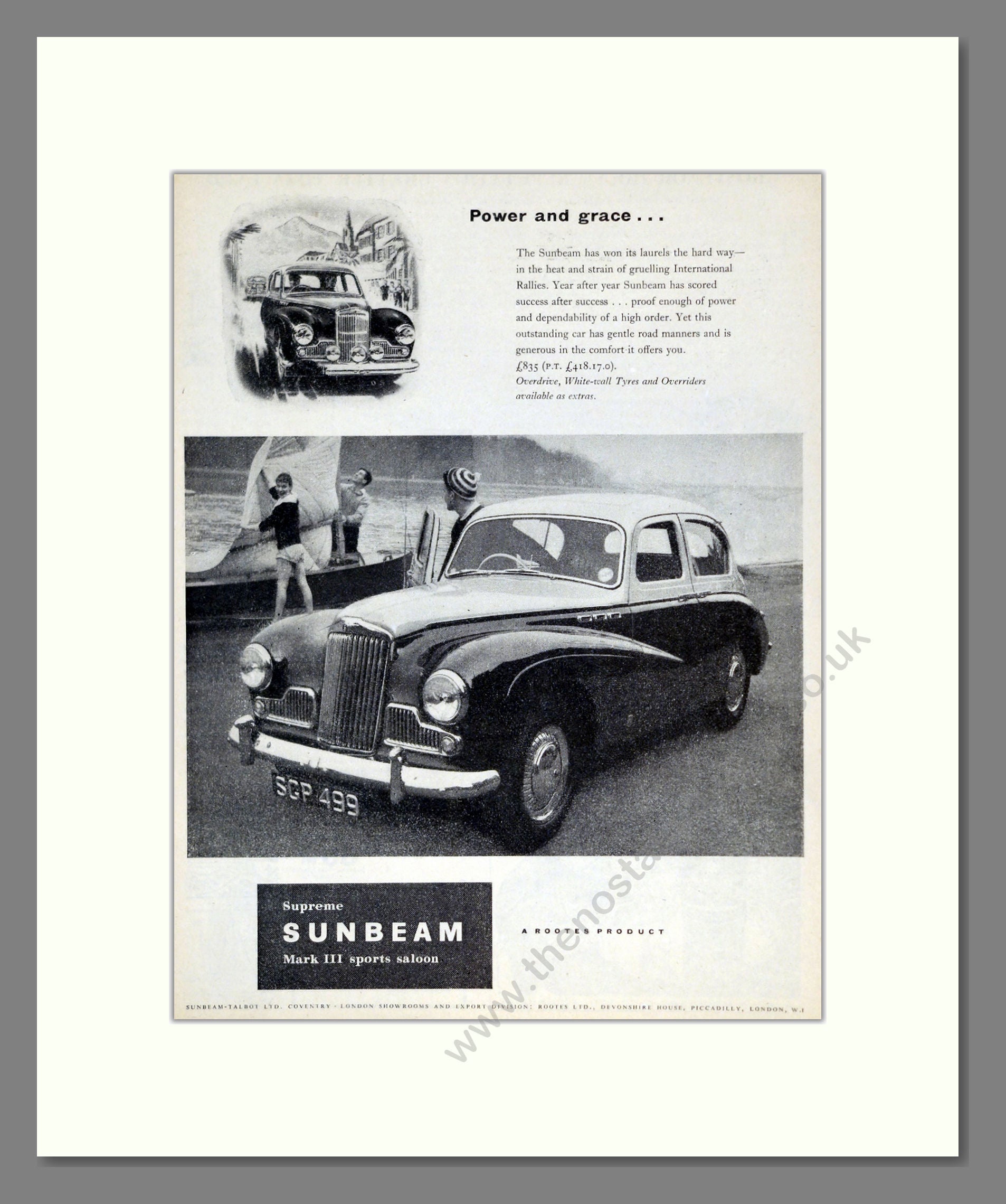 Sunbeam - MKIII Sports Saloon. Vintage Advert 1956 (ref AD61954) – The ...