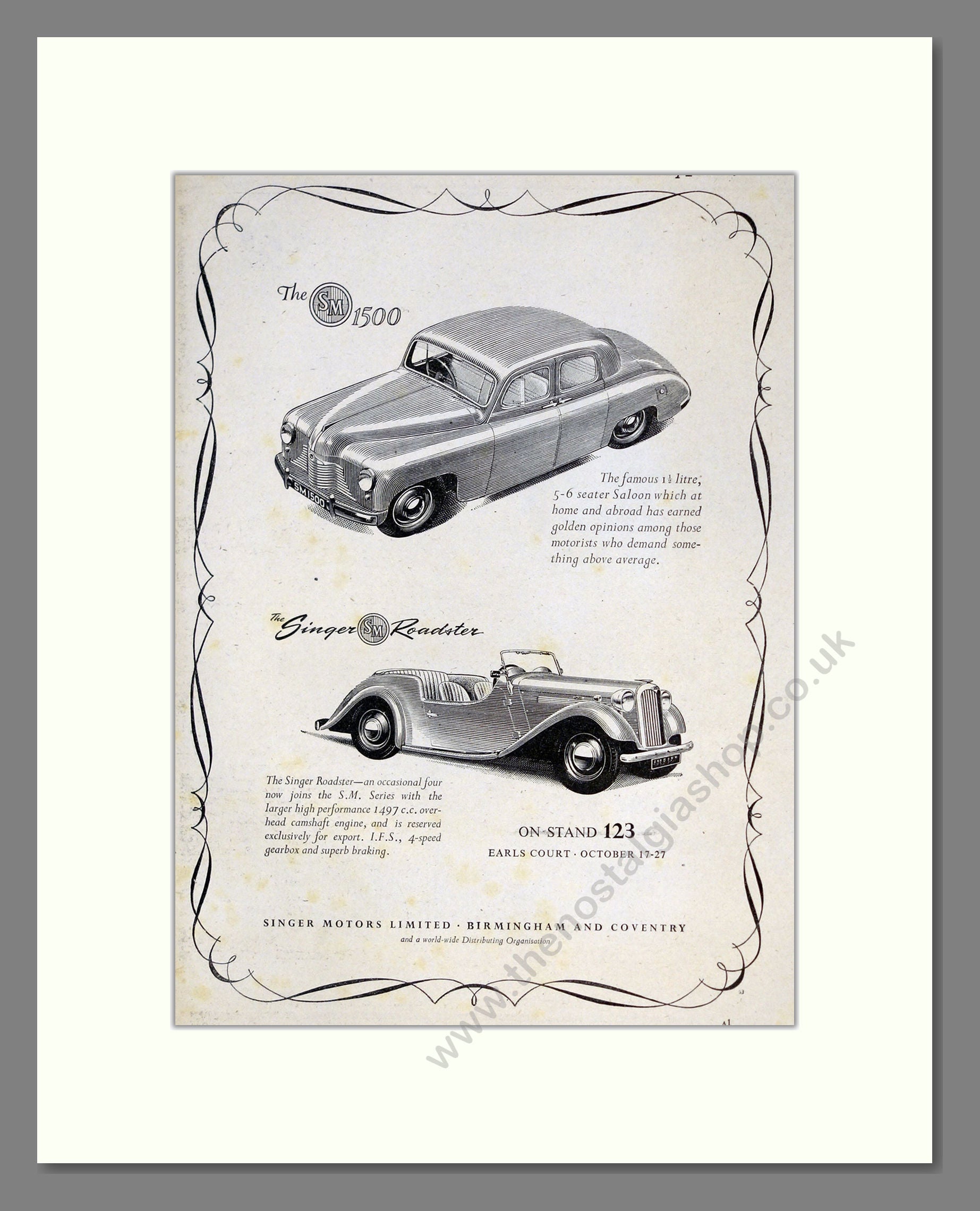 Singer - 1500 / Roadster. Vintage Advert 1951 (ref AD61965) – The ...