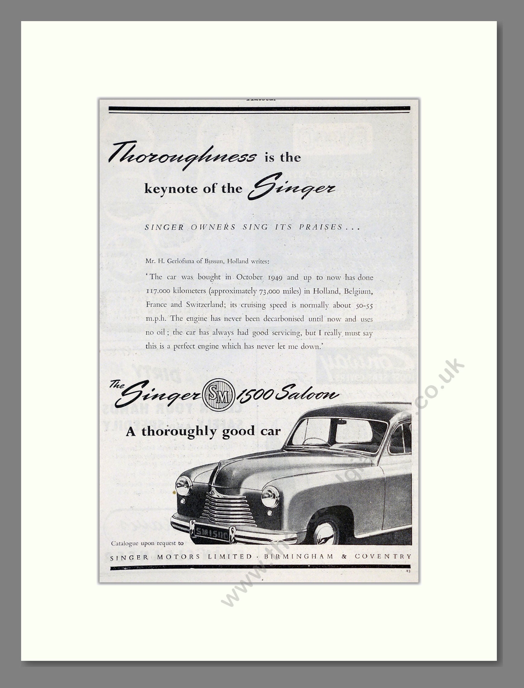 Singer - 1500. Vintage Advert 1953 (ref AD61969) – The Nostalgia Shop