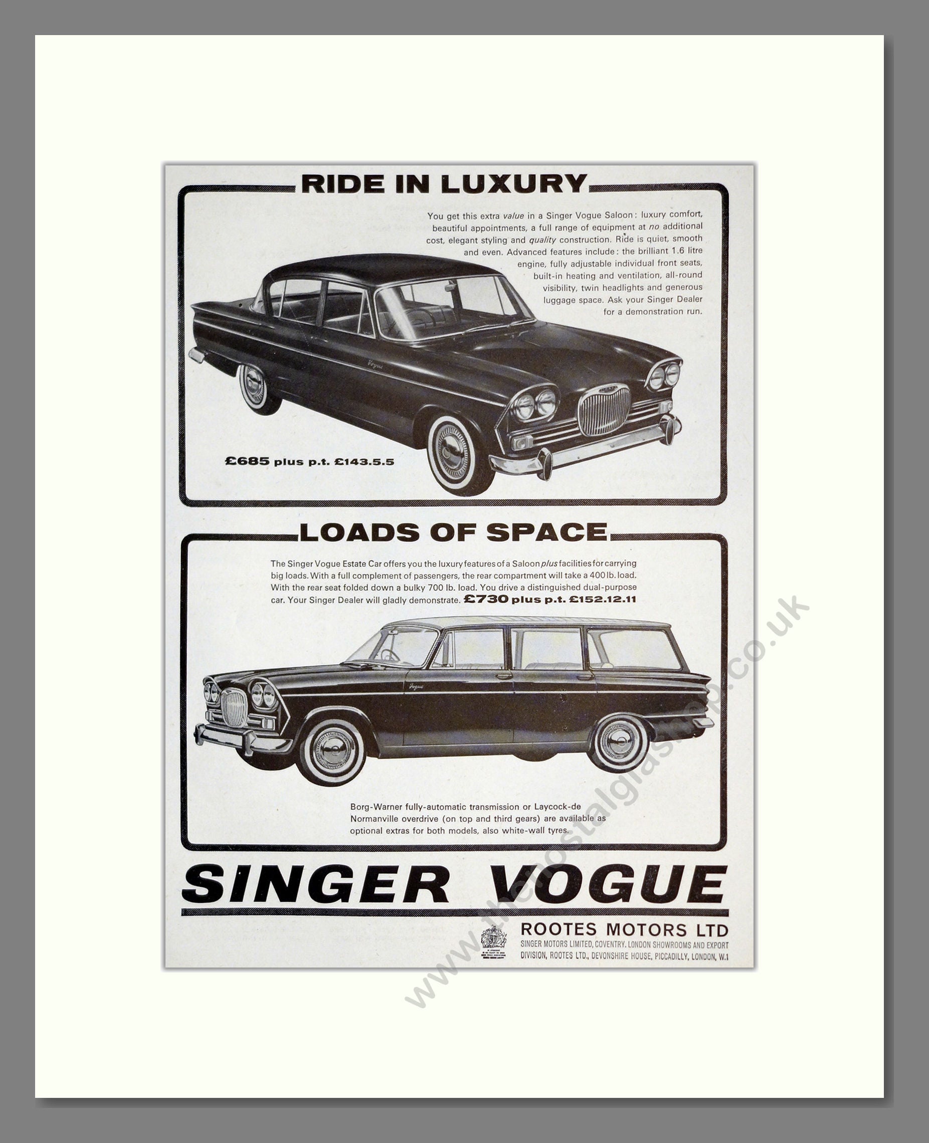Singer - Vogue. Vintage Advert 1964 (ref AD61990) – The Nostalgia Shop