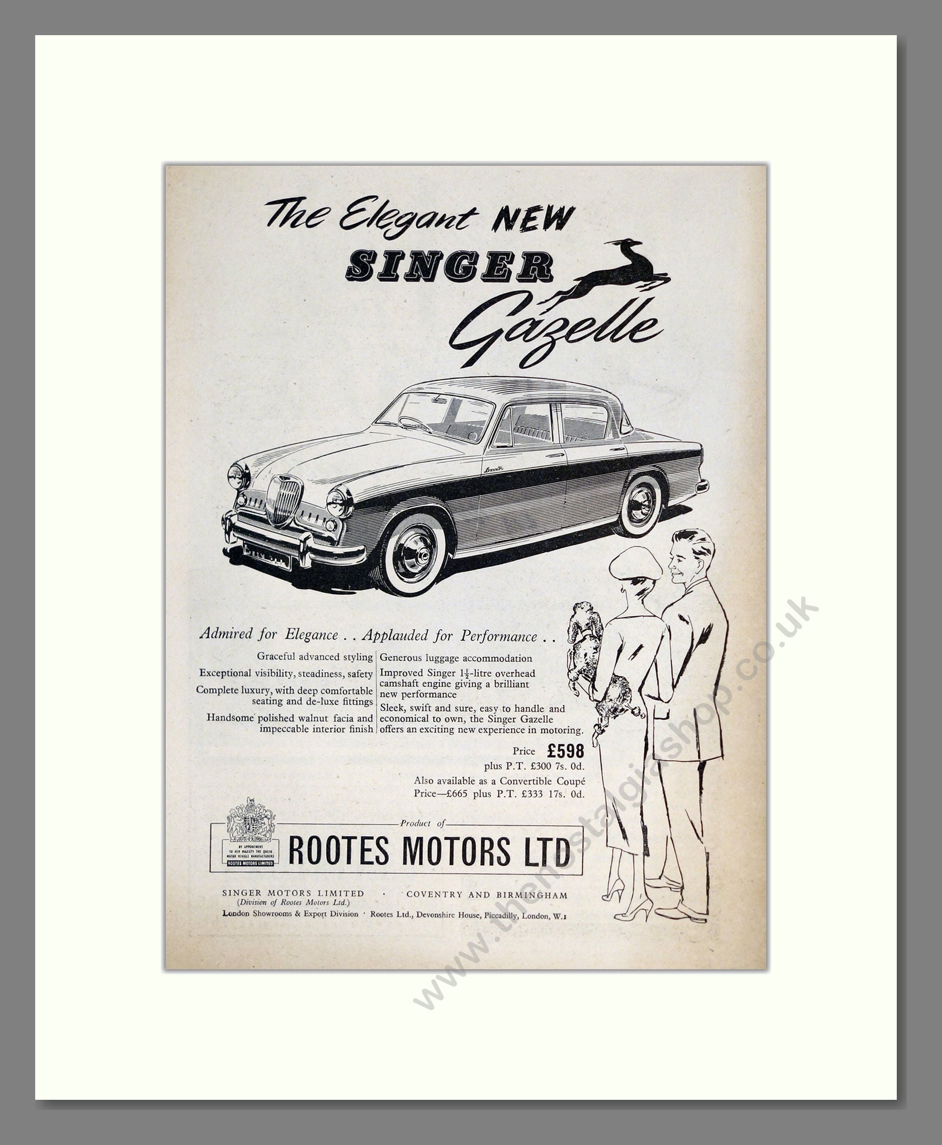 Singer - Gazelle. Vintage Advert 1956 (ref AD62001) – The Nostalgia Shop