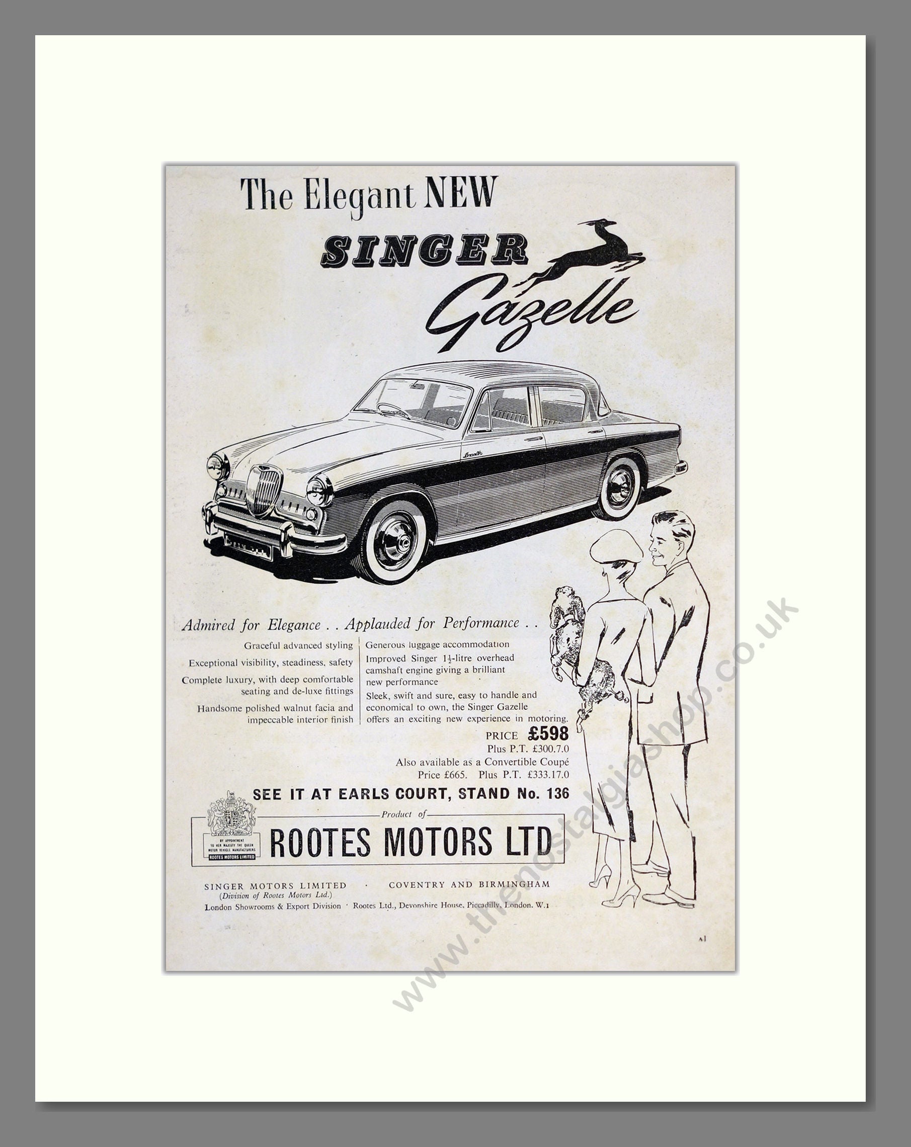 Singer - Gazelle. Vintage Advert 1956 (ref AD62003) – The Nostalgia Shop