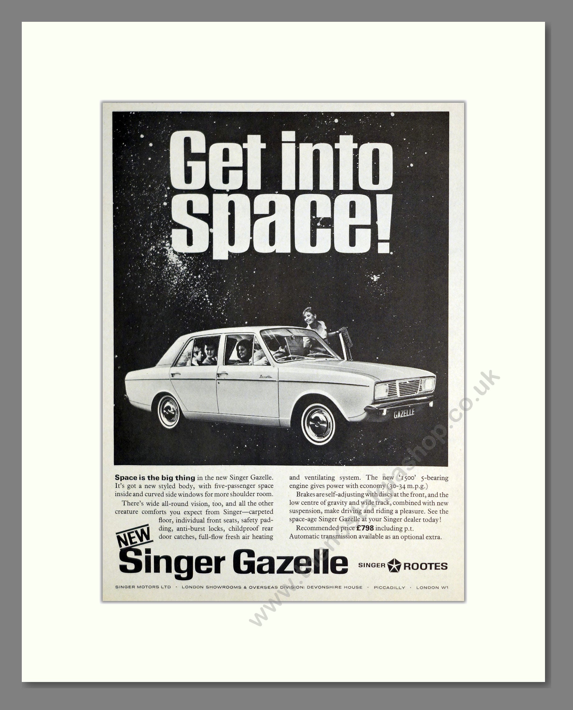 Singer - Gazelle. Vintage Advert 1967 (ref AD62009) – The Nostalgia Shop