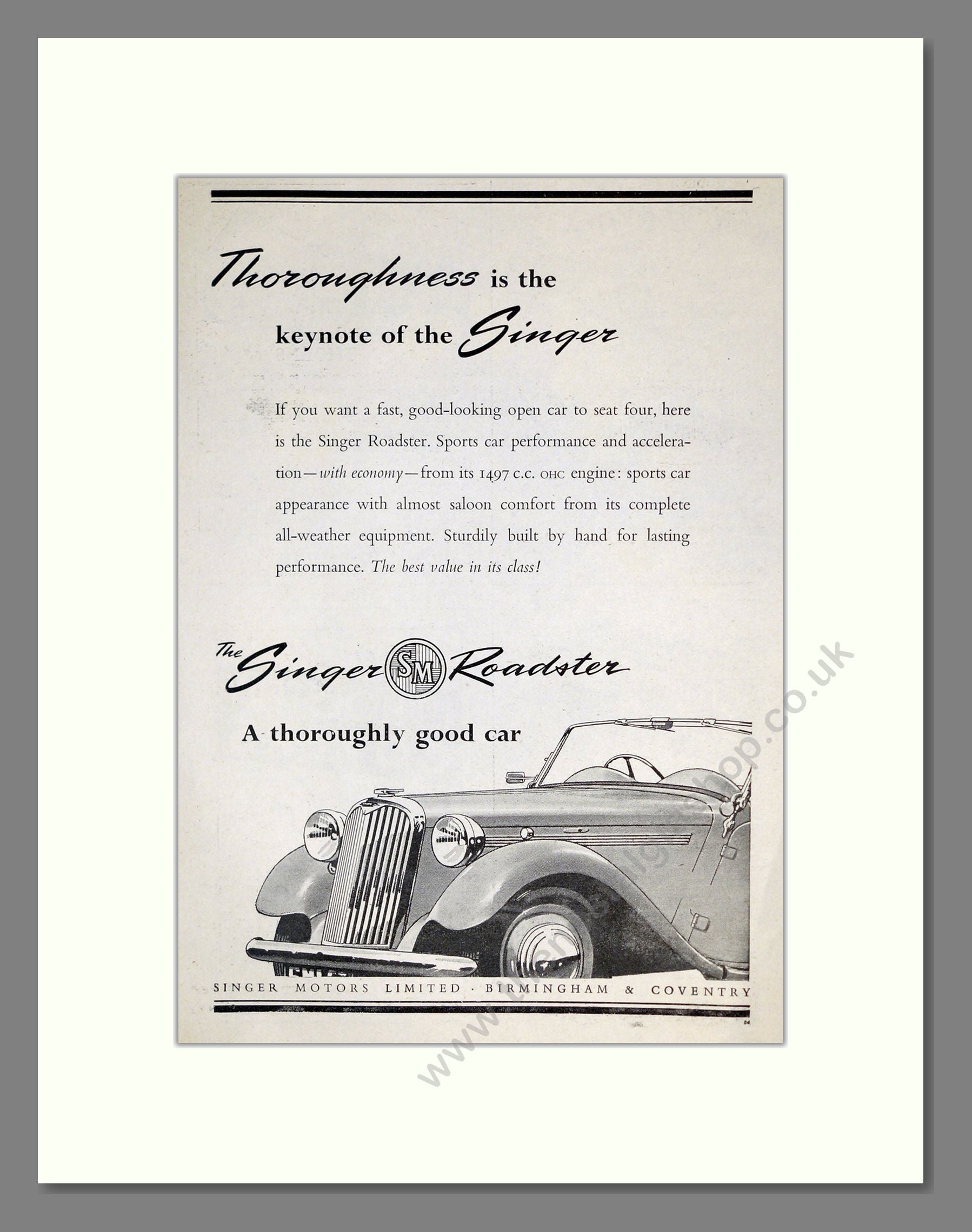 Singer - Roadster. Vintage Advert 1953 (ref AD62022) – The Nostalgia Shop