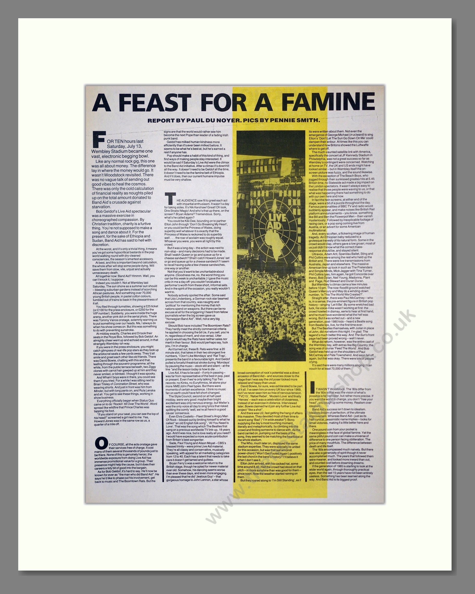 Live Aid - NME Report A Feast For A Famine. Vintage Advert 1985 (ref A ...