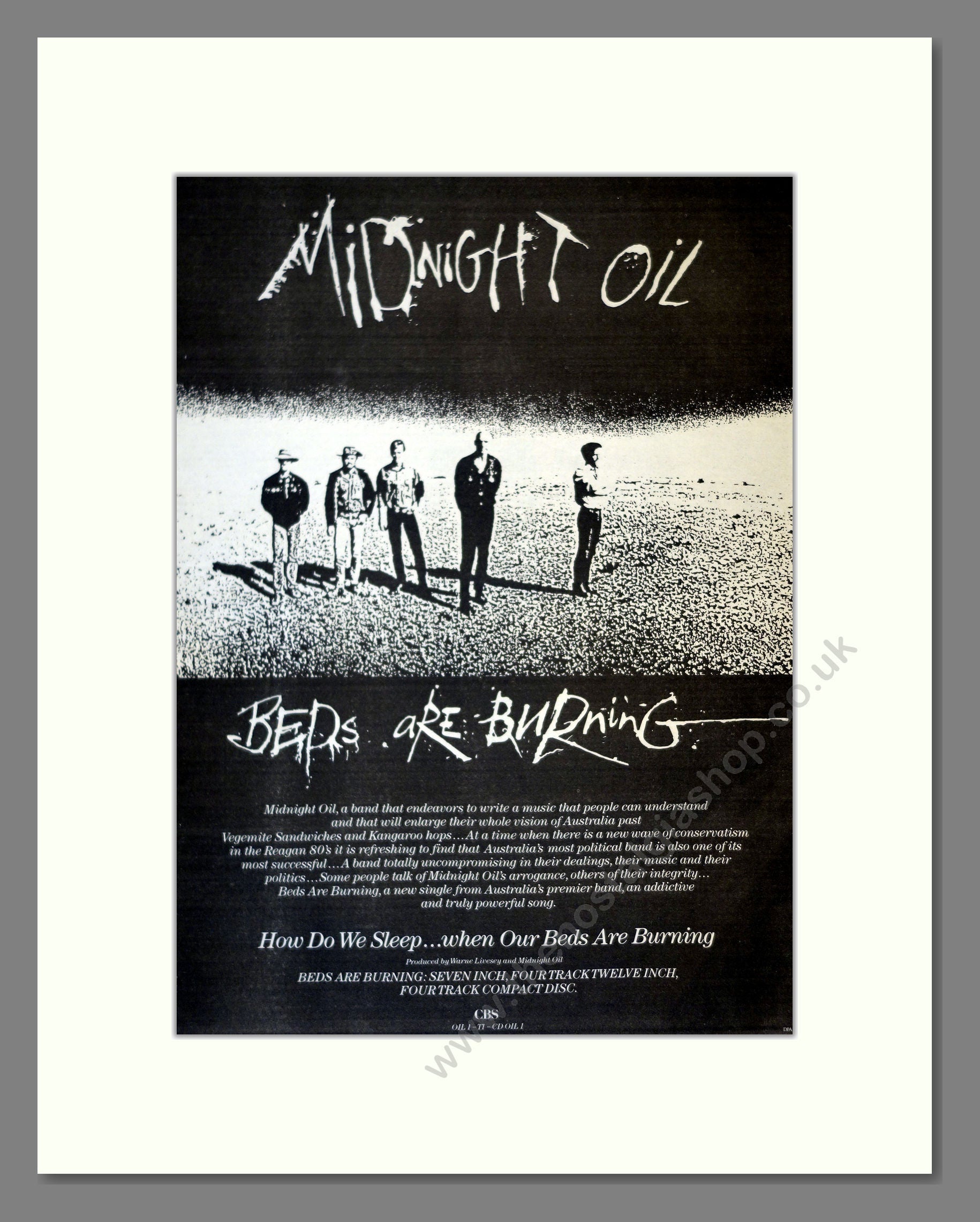 Midnight Oil - Beds Are Burning. Vintage Advert 1988 (ref AD17962 ...