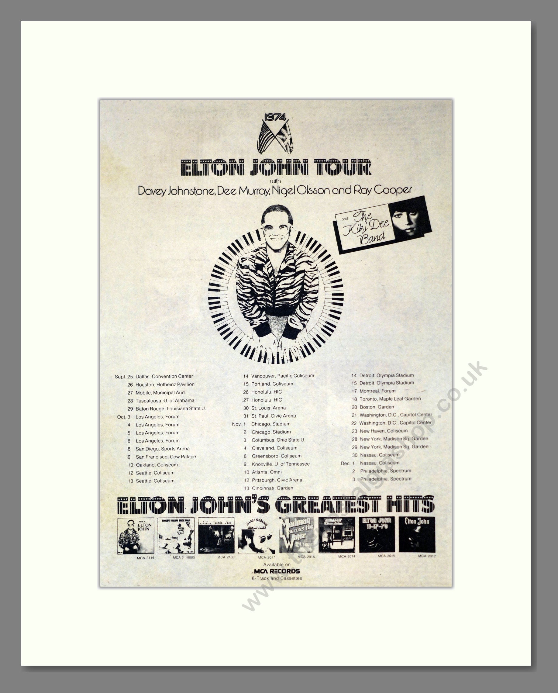 Elton John - Greatest Hits / US Tour. Vintage Advert 1974 (ref AD30193 ...
