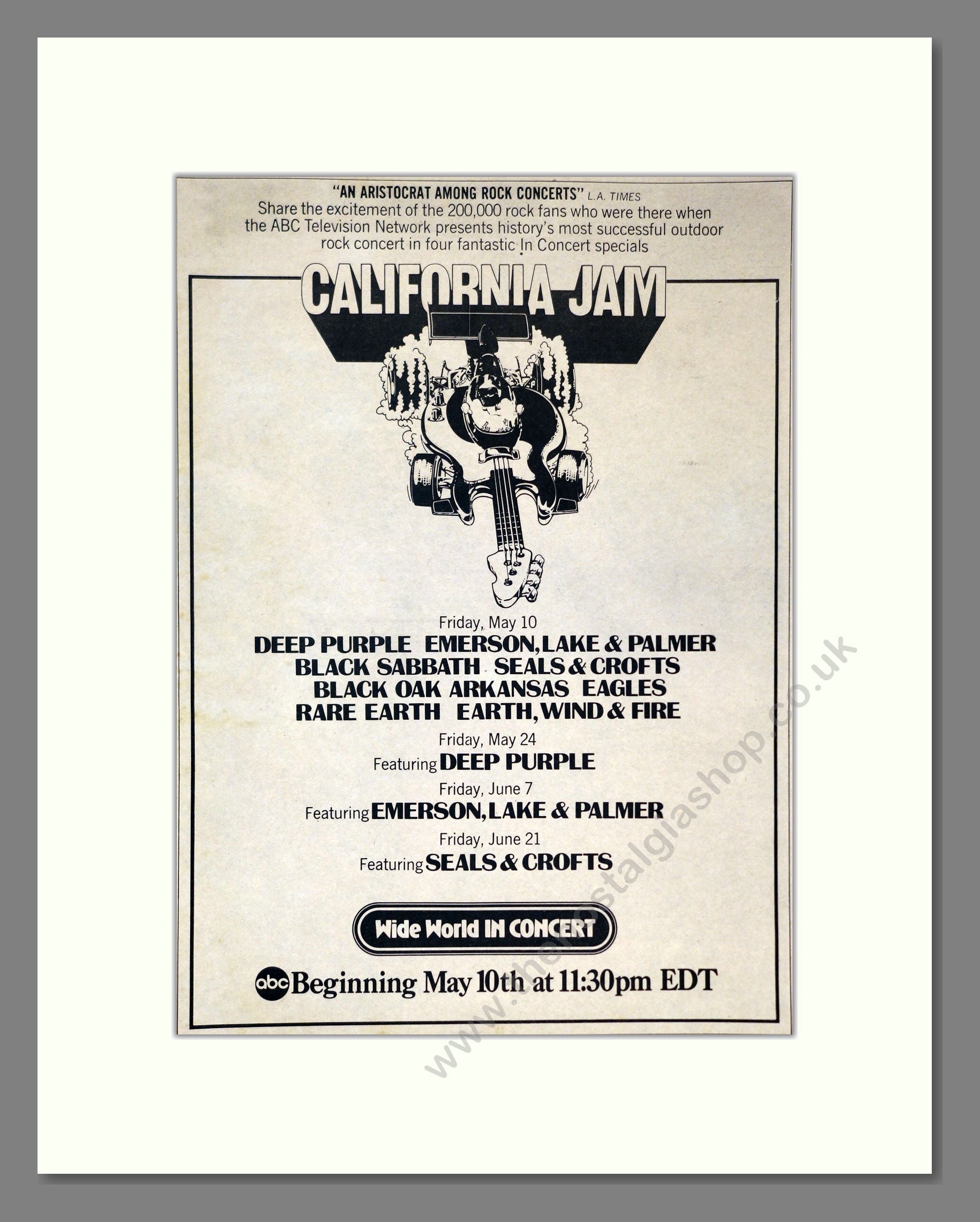 Various Artists - California Jam. Vintage Advert 1974 (ref AD301947 ...