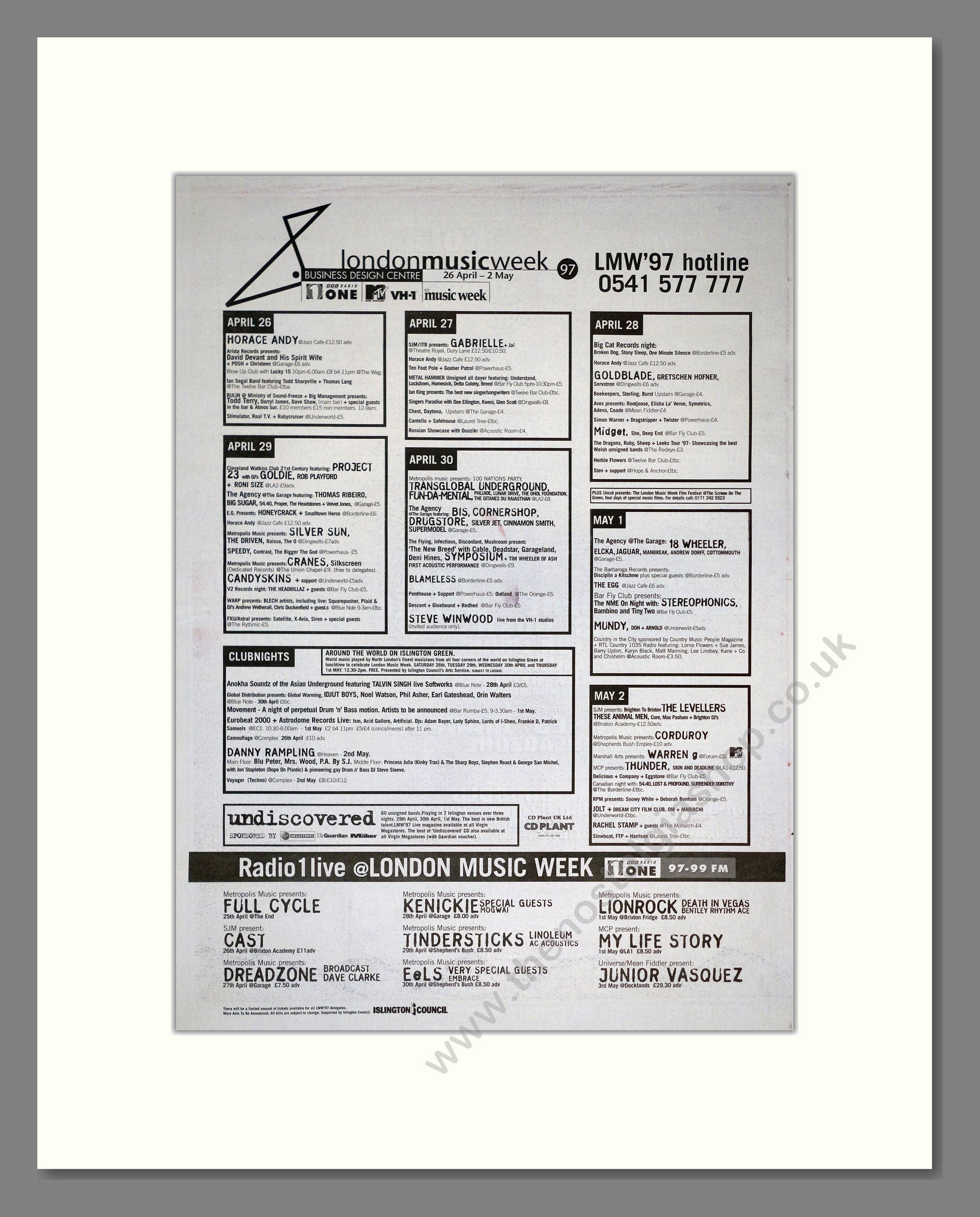 Various Artists - London Music Week. Vintage Advert 1997 (ref AD18005 ...
