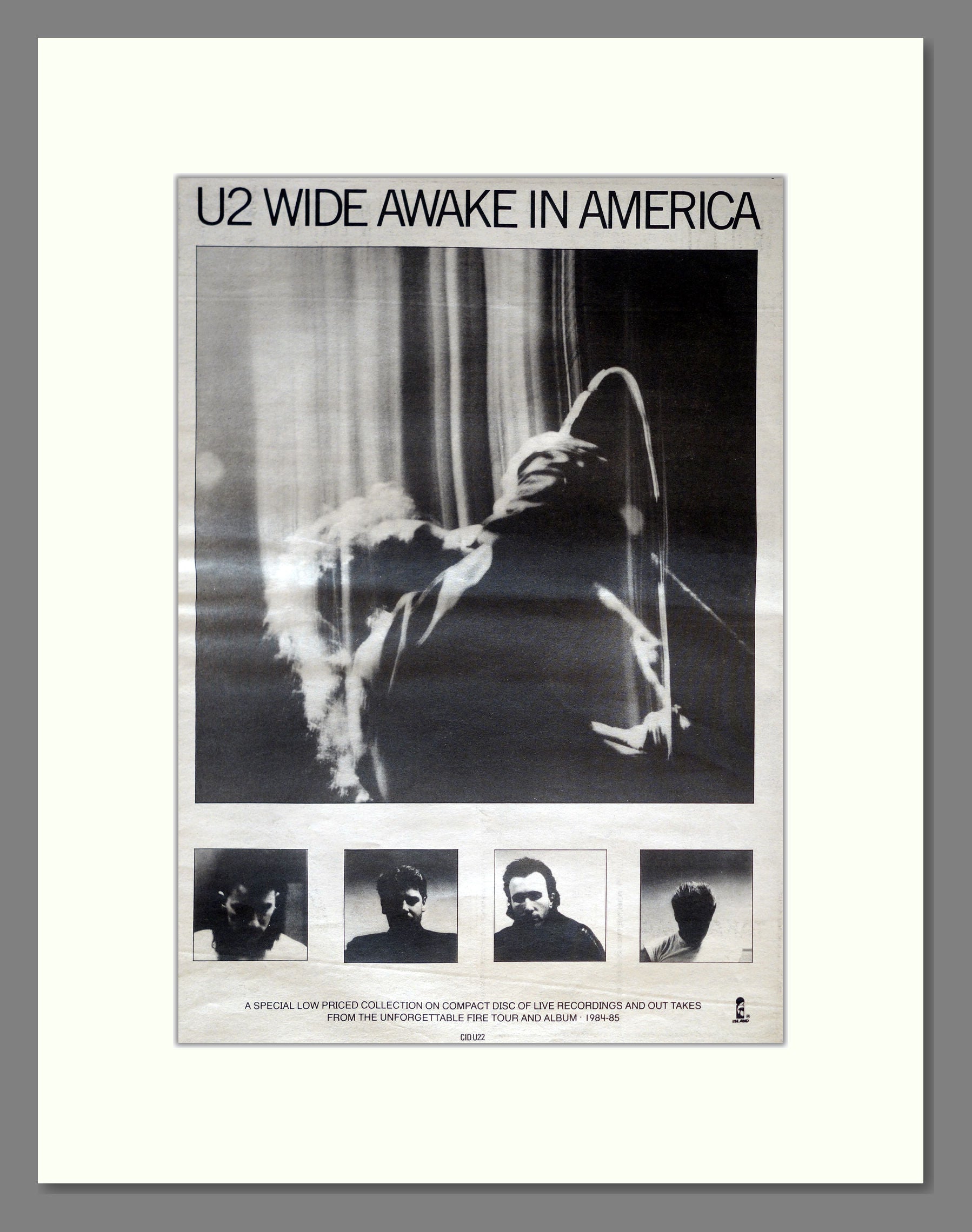 U2 - Wide Awake In America. Vintage Advert 1987 (ref AD18054) – The Nostalgia Shop