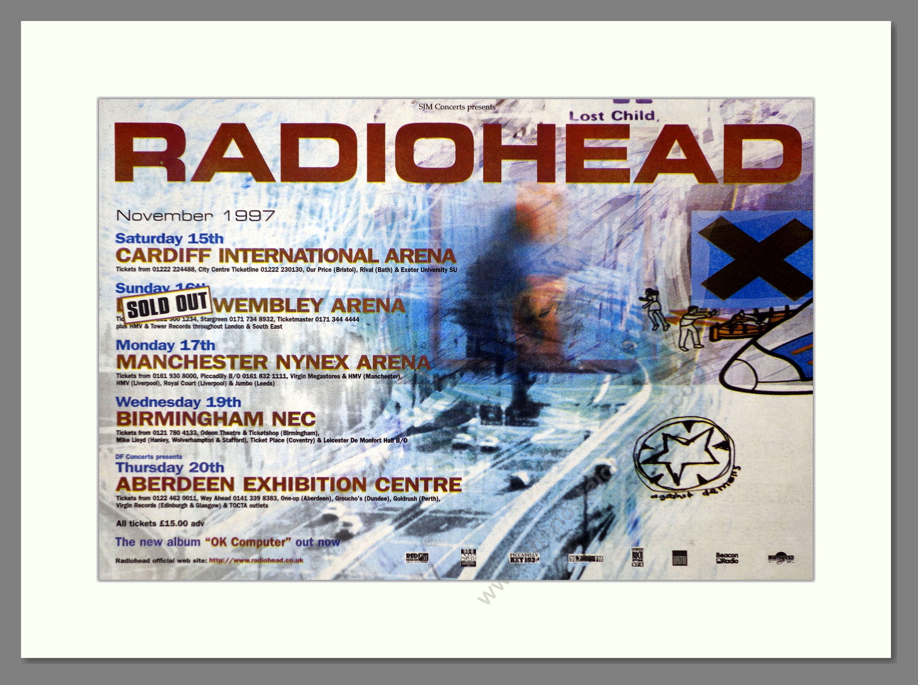 Radiohead - UK Tour. Vintage Advert 1997 (ref AD62118) – The Nostalgia Shop