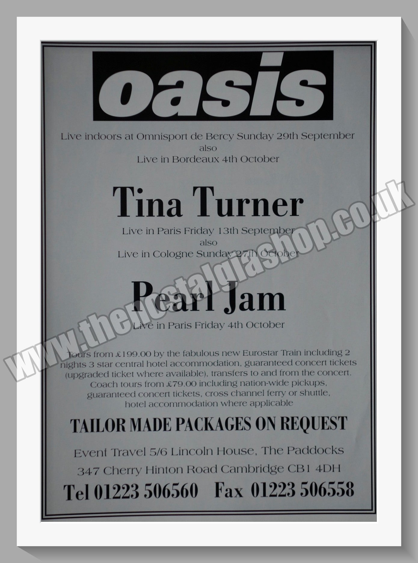 Oasis. On Tour in France 1996. Original advert. (ref AD56478) – The ...