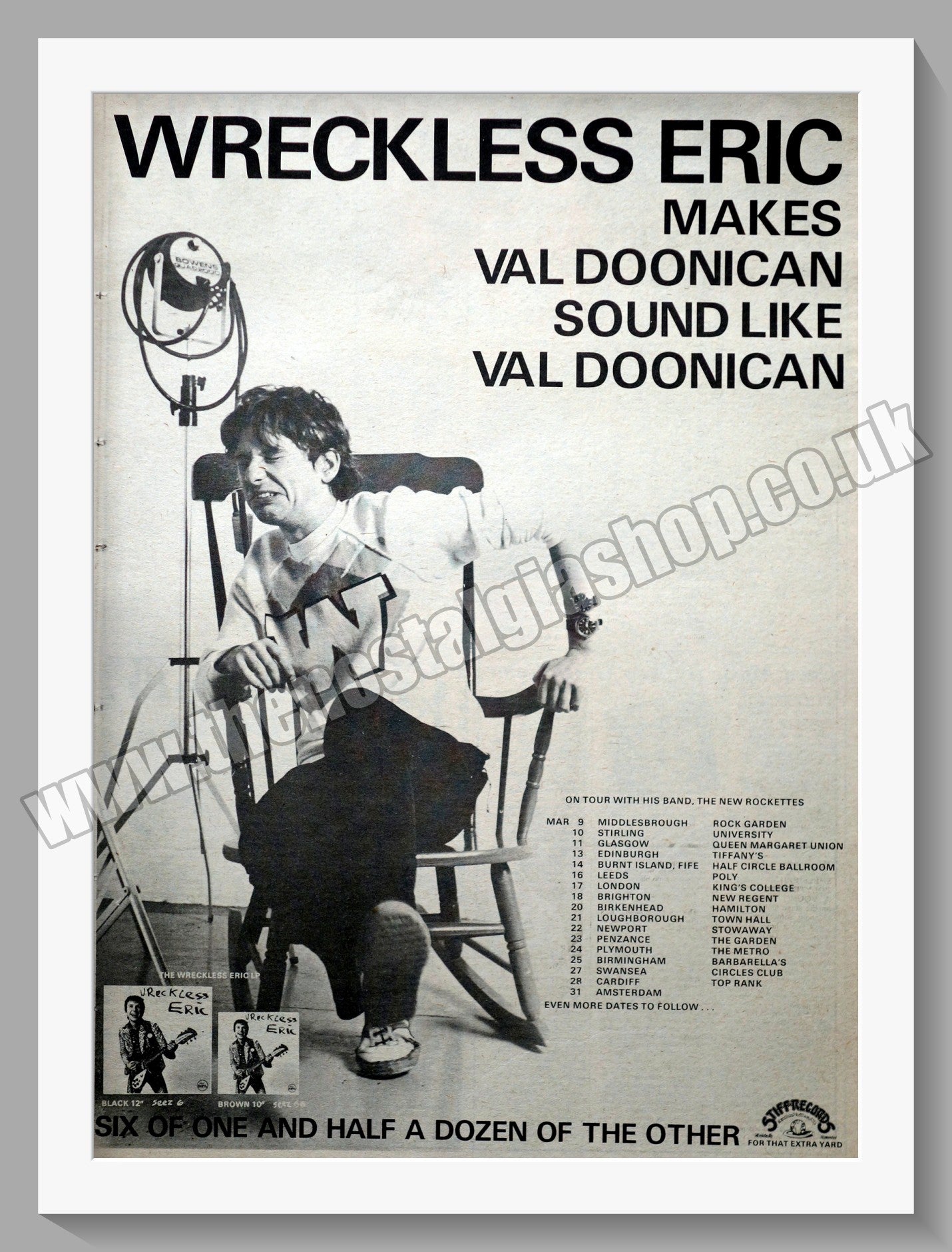 Wreckless Eric On Tour With The New Rockettes. Original Vintage Advert ...