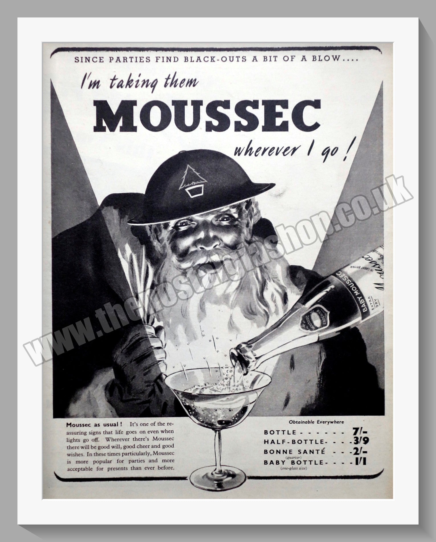 Moussec Wine. Original Advert 1939 (ref AD300429) – The Nostalgia Shop