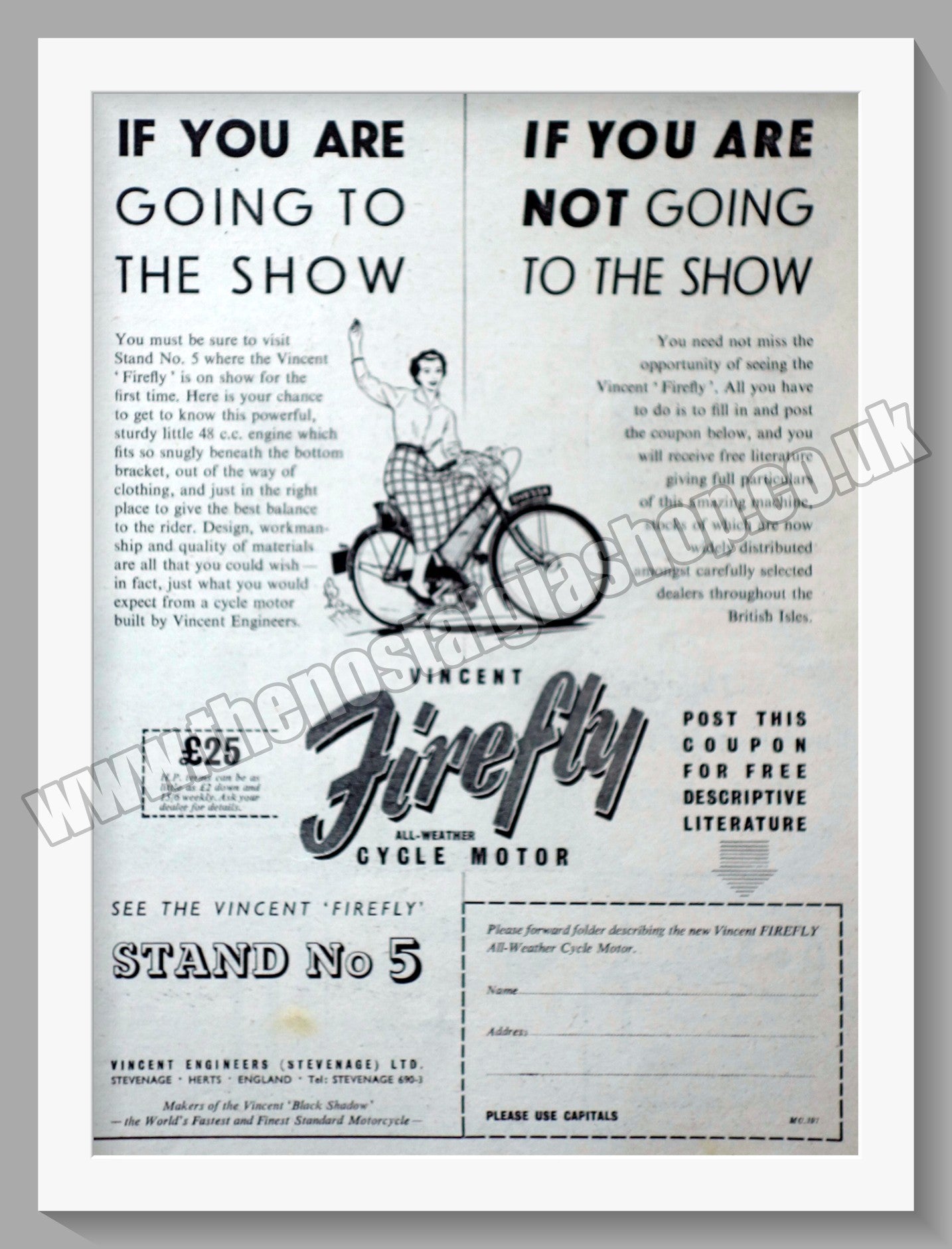 Vincent Firefly Cycle Motor. Vintage Advert 1953 (ref AD56492) – The ...